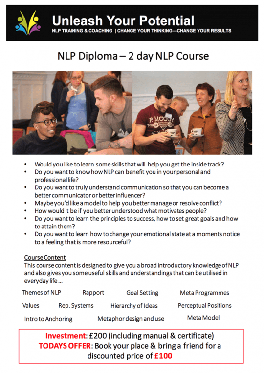 NLP Diploma Course - Unleash Your Potential NLP Diploma Course - Unleash Your Potential